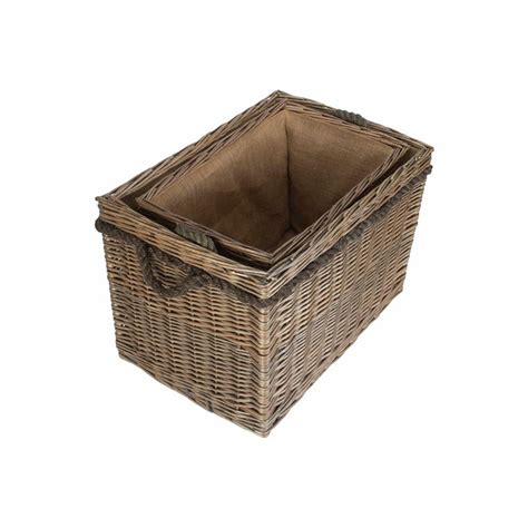 Set Of 2 Rectangular Rope Handled Log Baskets Stylish And Durable