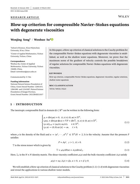 Blow‐up Criterion For Compressible Navierstokes Equations With Degenerate Viscosities Request Pdf