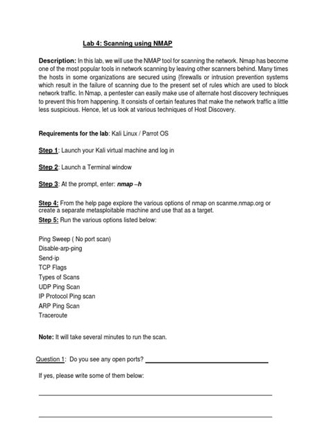 Lab 4 Scanning Using Nmap Pdf Business