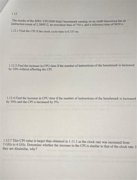 Solved 112 The Results Of The Spec Cpu2006 Bzip2 Benchmark