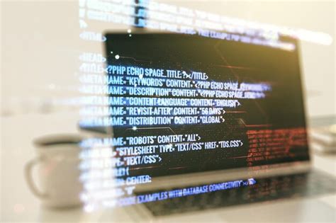 premium photo double exposure of abstract programming language on
