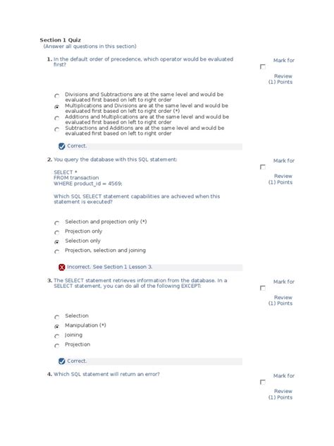 section 1 quiz pdf databases sql