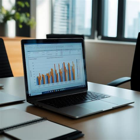 Laptop With A Graph On The Screen Premium Ai Generated Image