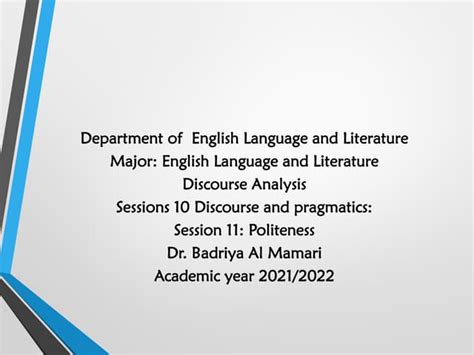 discourse analysis session 10 and 11 05 12 2021 pragmatics and