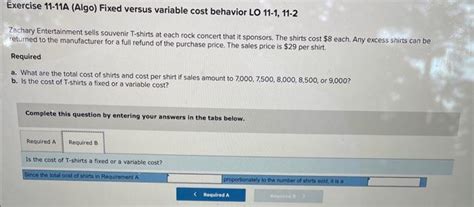 solved exercise 11 11a algo fixed versus variable cost