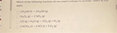 Solved Which Of The Following Reactions Do You Expect