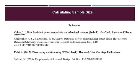 CALCULATING SAMPLE SIZE COHENS TABLES AND GPOWER A