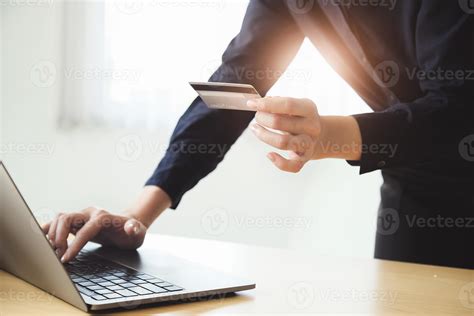 Woman Inputting Credit Card Info 2305334 Stock Photo At Vecteezy