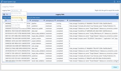 View System Logging Tables