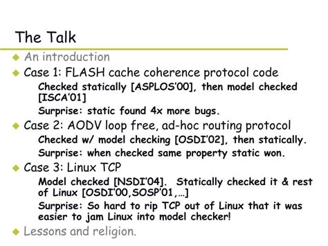 Ppt Experiences Using Static Analysis And Model Checking For Bug Finding Powerpoint Presentation