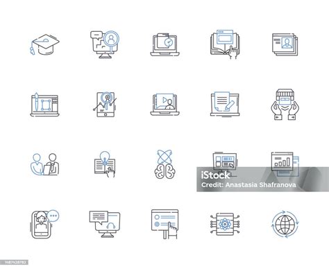 인터넷 학습 라인 아이콘 컬렉션입니다 E러닝 원격 학습 온라인 학습 가상 학습 대화형 학습 혼합 학습 웹 기반 학습 벡터 및 선형 일러스트레이션 클라우드 학습 Moocs
