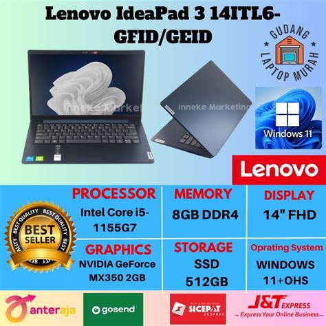 Jual LENOVO IP 3 GEID GFID I5 1135G7 8GB 512GB VGA 2GB WIN11 OHS RESMI Shopee Indonesia