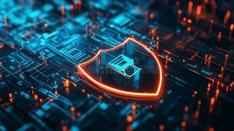 A Glowing Shield Sits Atop A Circuit Board Symbolizing Data Protection Digital Security Network