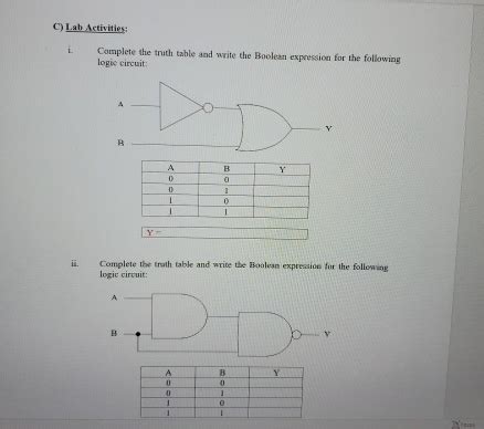 Solved C Lab Activities I Complete The Truth Table And Chegg