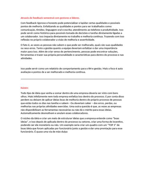 Feedback Semestral E Kaizen Pdf