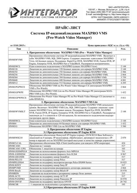 pdf ПРАЙС ЛИСТ Система ip видеонаблюдения maxpro vms … trade