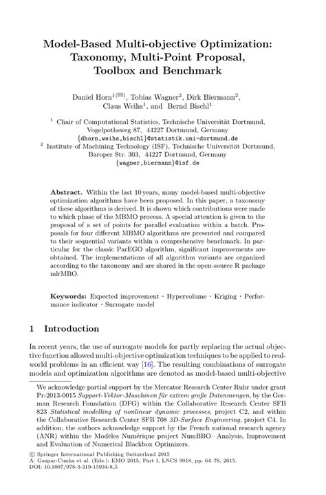 Pdf Model Based Multi Objective Optimization Taxonomy Multi Point Proposal Toolbox And