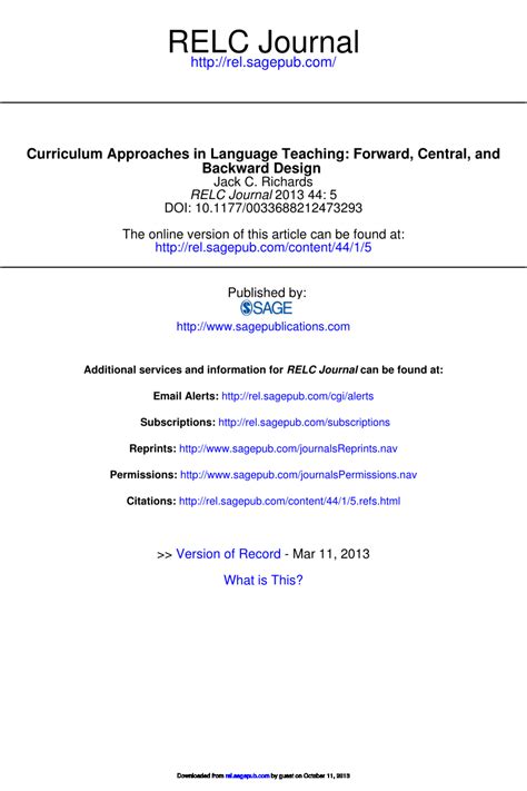 Pdf Curriculum Approaches In Language Teaching Forward Central And Backward Design