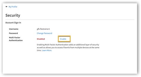 Enable Multi Factor Authentication