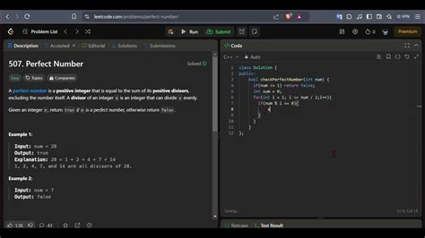 Leetcode 507 Perfect Number C Solution Explained Youtube