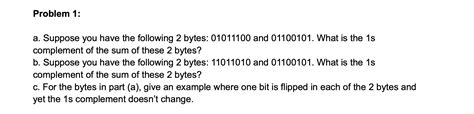 Solved Problem 1 A Suppose You Have The Following 2 Bytes Chegg Com