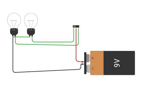 Circuit Design გადამრთველით 2 ნათურის ანთება Tinkercad