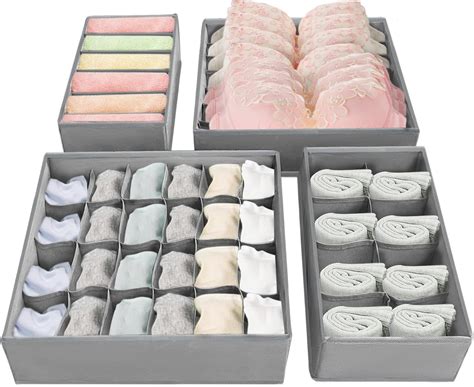 Rightwell 4 Pieces Underwear Drawer Organiser Foldable Sock Drawer