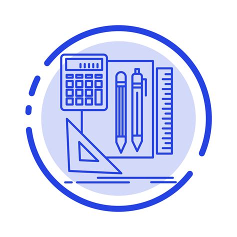 Stationary Book Calculator Pen Blue Dotted Line Line Icon 19128666
