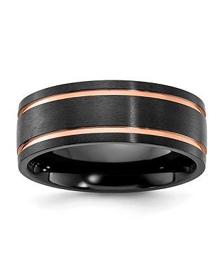 Chisel Black Zirconium Brushed Rose Ip Plated Wedding Band Ring Macys