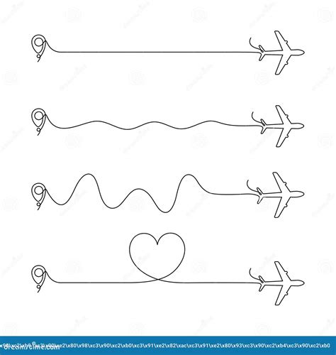 Airplane Continuous Line Drawing With Map Pin Pointer Set Stock Illustration Illustration Of