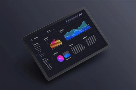 Modern Darkthemed Data Analytics Dashboard Tablet Business Insights Premium Ai Generated Image