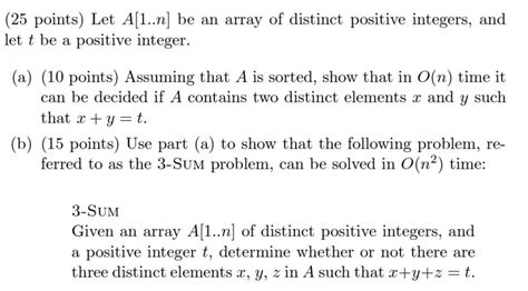 Solved 25 Points Let A 1n Be An Array Of Distinct