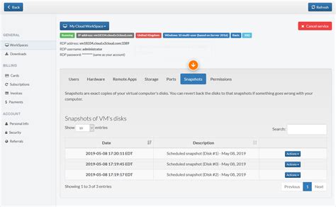Manage Backups Of Your Cloud Computer V Cloud