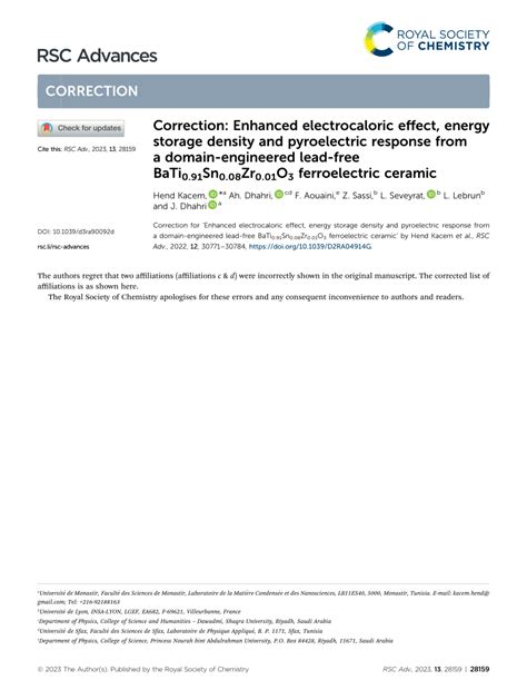Pdf Correction Enhanced Electrocaloric Effect Energy Storage