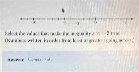 Select The Values That Make The Inequality A True Numbers Written In Order From Least T Algebra