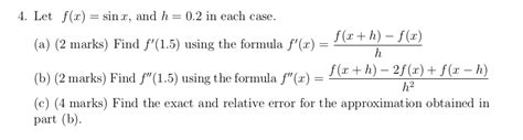 solved 4 let f x sinx and h 0 2 in each case a 2