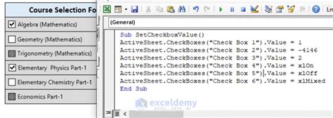 Excel Vba Form Control Checkbox Value 3 Examples Exceldemy