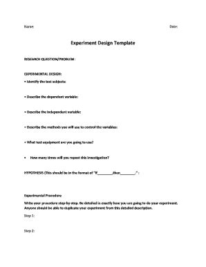 Fillable Online Experiment Design Template Fax Email Print PdfFiller