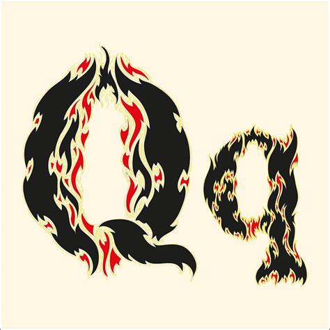흰색 벡터에 불 같은 글꼴 문자 Q Eps Ai Uidownload