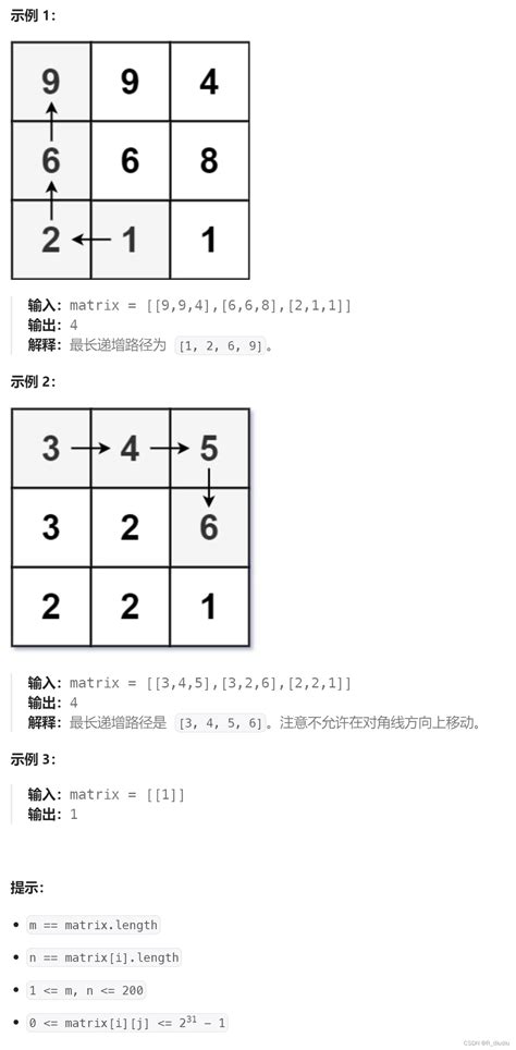 leetcode 329 矩阵中的最长递增路径 csdn博客