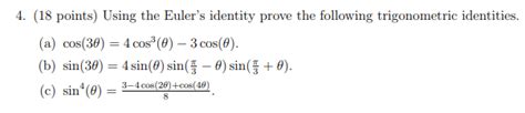Solved Points Using The Euler S Identity Prove The Chegg