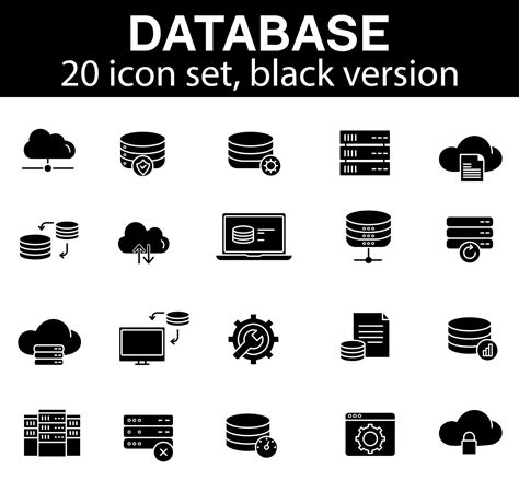 Database Black Icon Set Isolated On White Background 25502265 Vector Art At Vecteezy