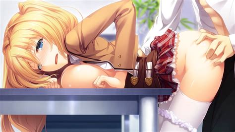 Rule 34 Ass Grab Blonde Hair Blue Eyes Blush Chr Game Cg Gleam Garden No Shoujo Koizuka