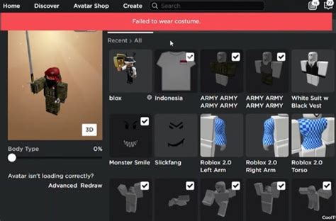 failed to wear costume roblox как исправить Исправление ошибок и