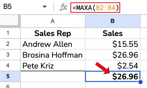 MAXA Function Google Sheets Sheets Help