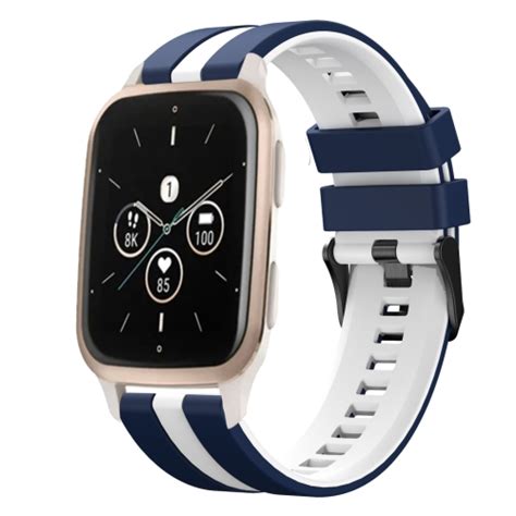 สำหรับผู้เบิกทาง Garmin Sq2 20 มม สายนาฬิกาซิลิโคนสปอร์ตสองสี สีน้ำเงิน สีขาว