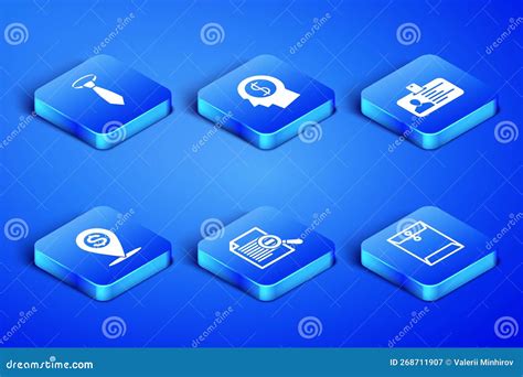 Set Envelope Tie Document With Search Cash Location Pin Business Man Planning Mind And