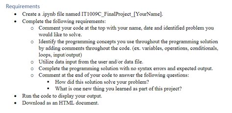 solved requirementscreate a ipynb file named