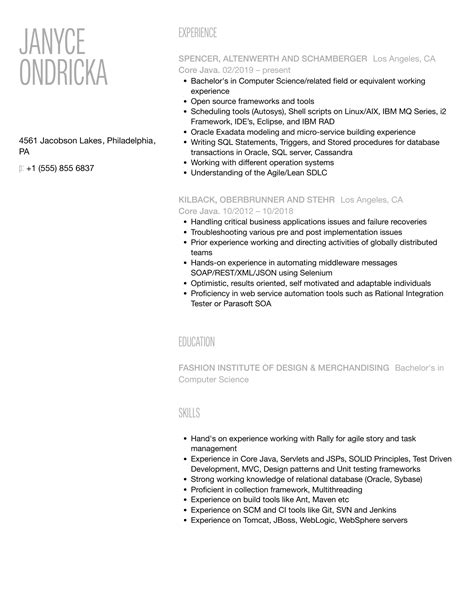 Core Java Resume Samples Velvet Jobs
