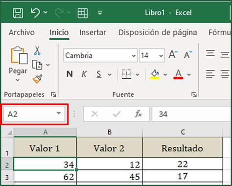 inserta y modifica tus datos en excel a través de la barra de fórmulas